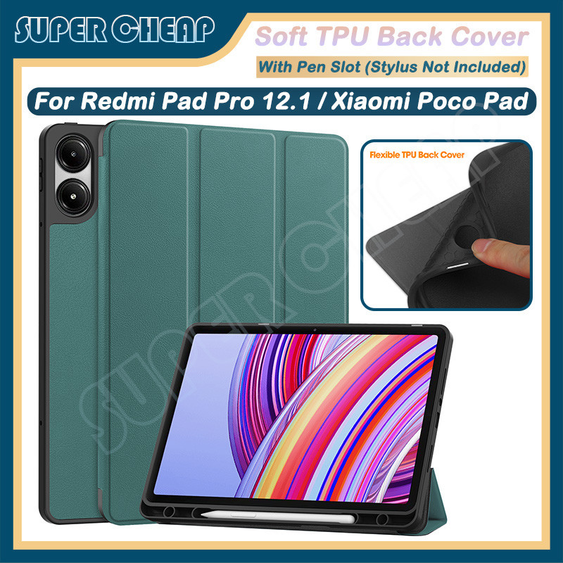 สําหรับ Redmi Pad Pro 12.1 2024 Xiaomi Poco Pad 12.1 นิ้ว Tri-fold PU ...