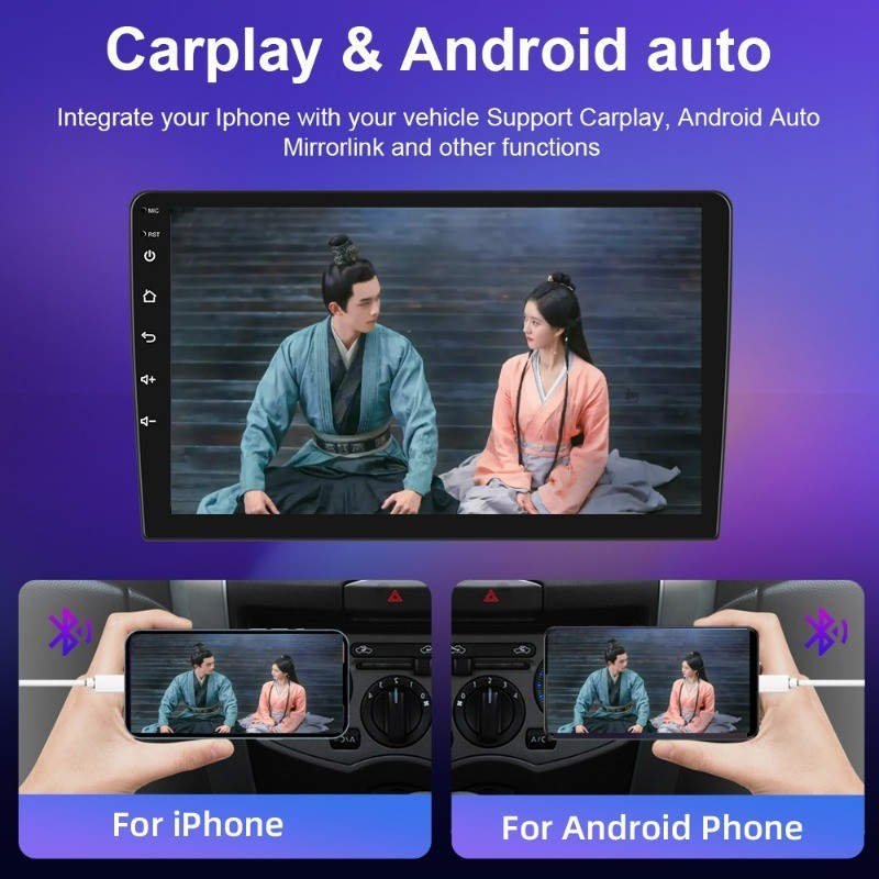 (QLED 1280 *720P) 8Core 8G +128G จอ android รถยนต์ระบบนำทางแบบพาโนรามา 360 องศา Carplay &Auto ...