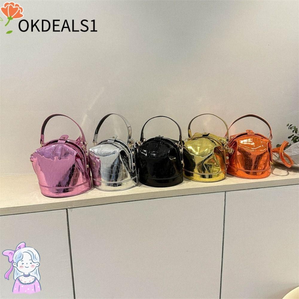 Dealshop Mini Shiny Buckets กระเป๋า, PU หนังแฟชั่น Crossbody Chains ...