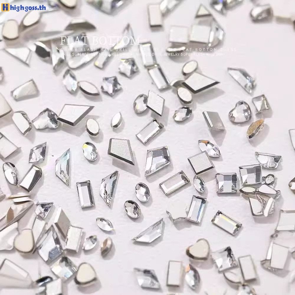 ผลิตภัณฑ์ตกแต่งเล็บ Rhinestones สีขาว Rhinestones แวววาว กระบวนการ ...