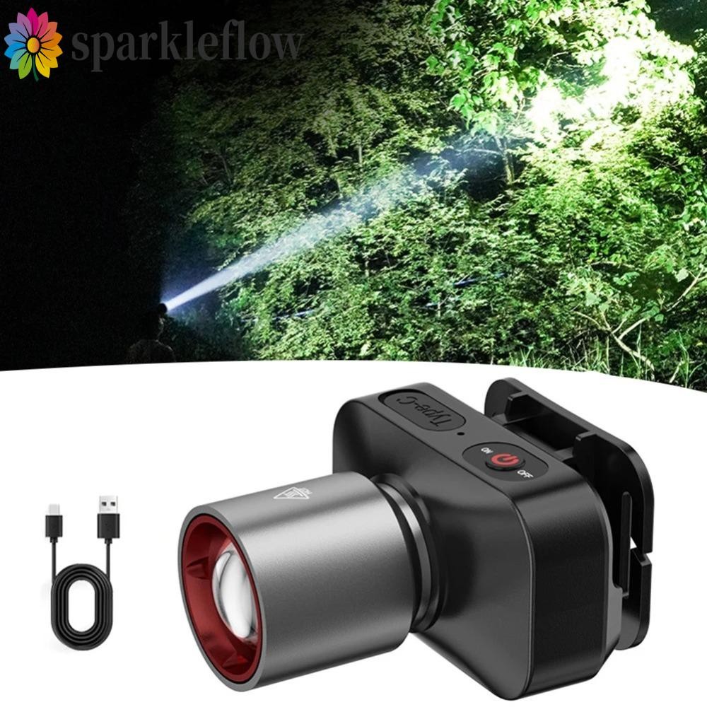 Sparkleflow ไฟหน้า LED, 3 โหมดแสง Super Bright Head Light, มัลติฟังก์ชั่น USB ชาร์จ Dimming ...