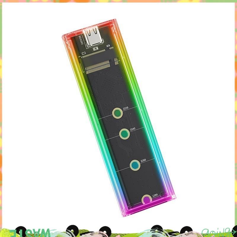 Super M2 SSD กรณี M.2 NVME SSD แบบพกพา SSD RGB โปร่งใส Hard Disk Case ...