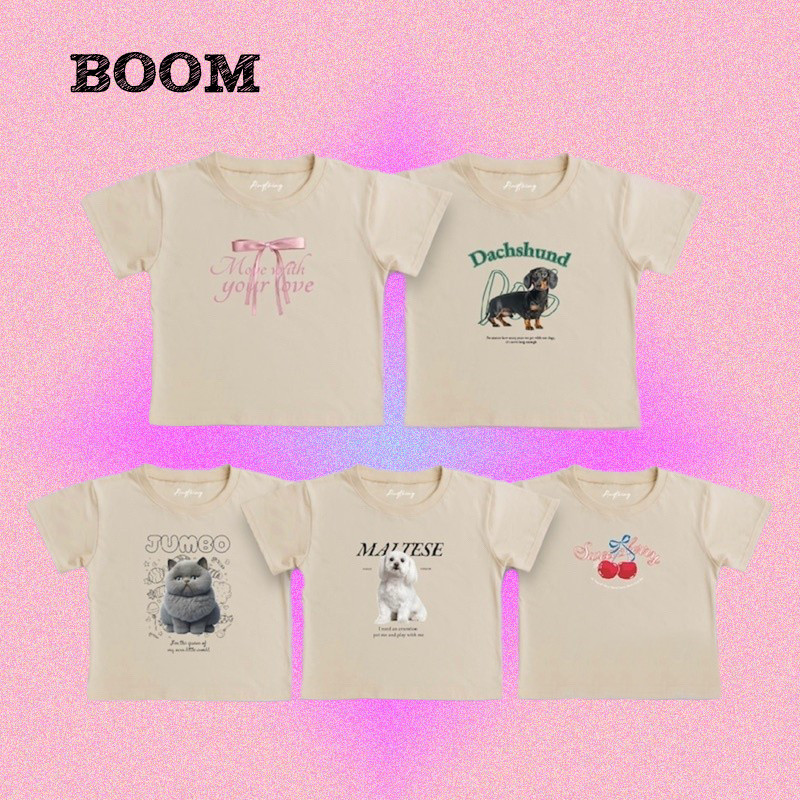 （จัดส่งตลอด 24 ชั่วโมง）BOOM SHOP เสื้อครอปพอดีตัวอก38นิ้ว Anything (ผ้า ...