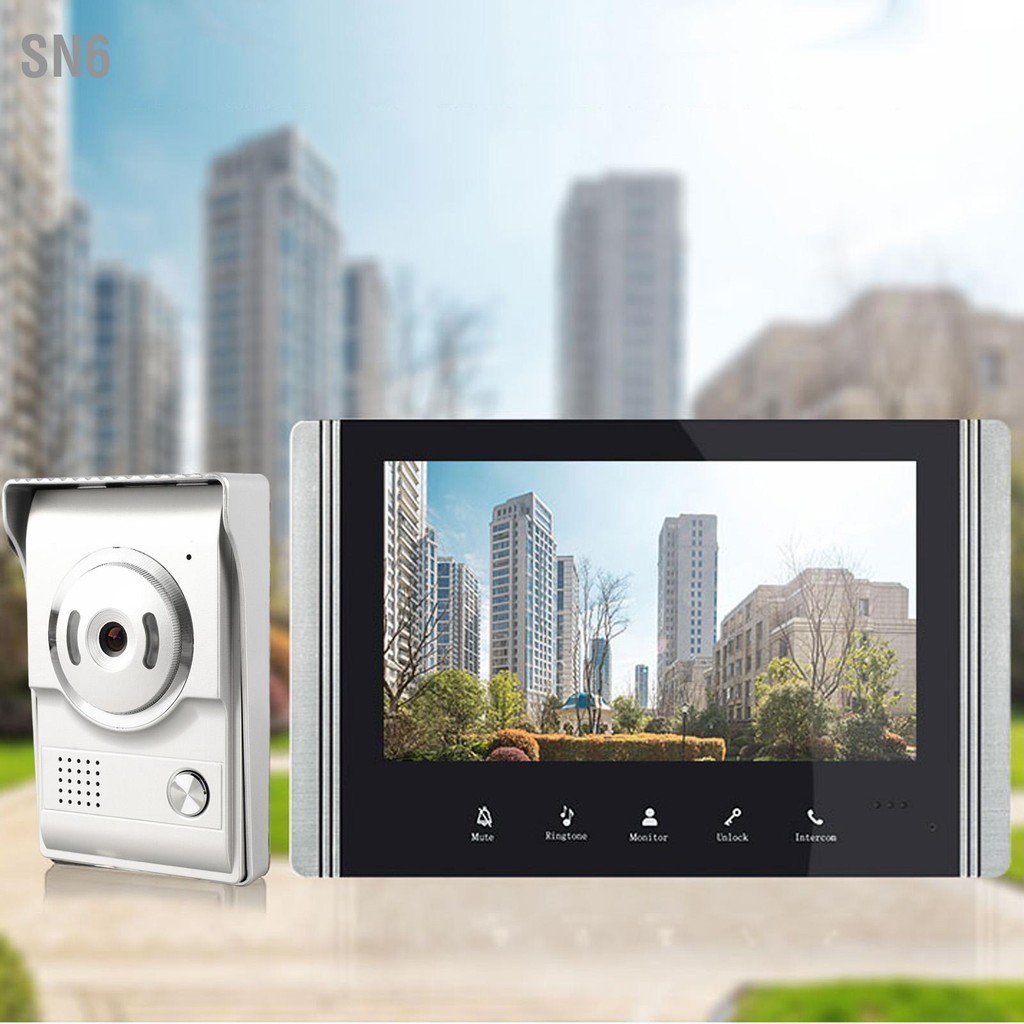 SN6 วิดีโอ Doorbell จอแสดงผล TFT LCD 2 WAY Talk ปุ่มสัมผัสสำหรับ Home Villa Apartment EU Plug ...