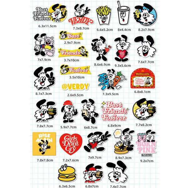 sticker sticker กันน้ํา การ์ตูนอินเทรนด์แบรนด์สติกเกอร์ VERDY&M BFF ...