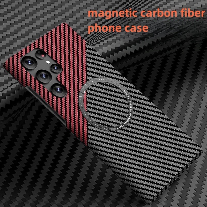 Magnetic Carbon Fibre Slim Case Samsung Galaxy S24 S23 S22 S21 Ultra Plus Casing Wireless ...