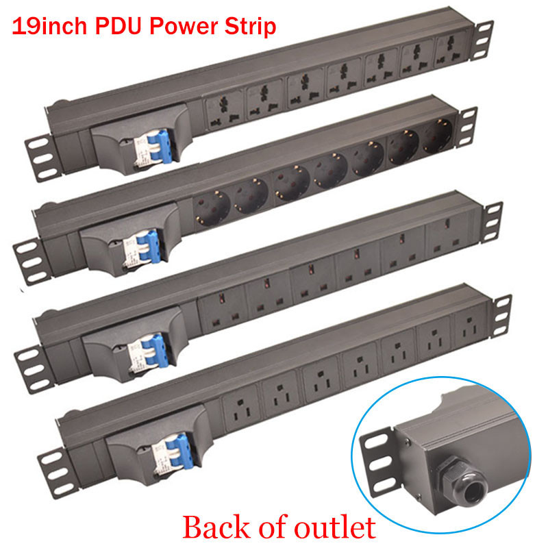19 นิ้วตู้ Rack Mount PDU Power Strip EU/US/UK C13/Universal Outlet ...