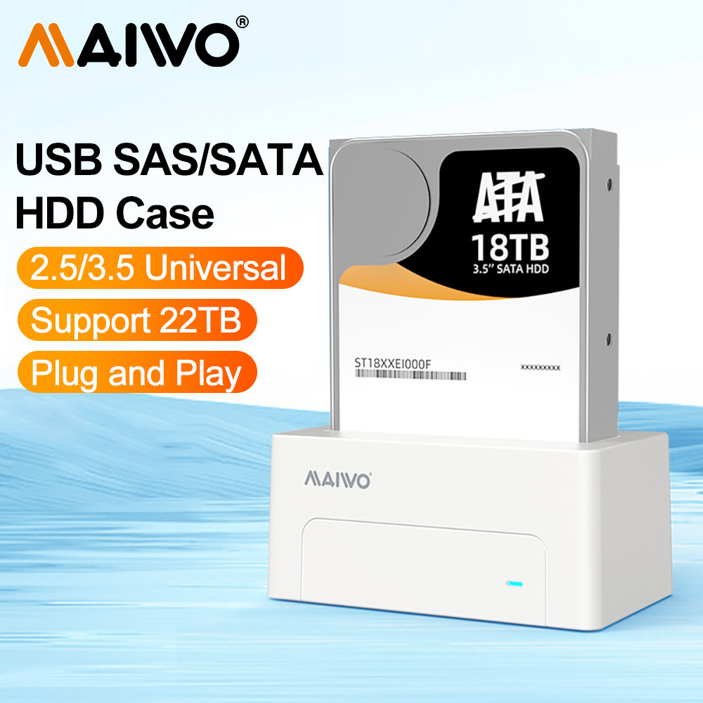 MAIWO SAS Hard Drive Docking Station สําหรับ 2.5/3.5 "HDD SSD Disk Case ...