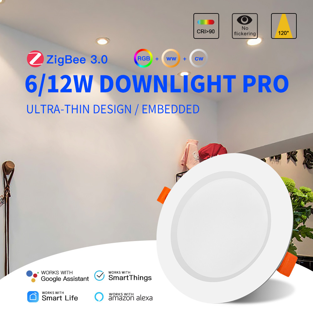Gledopto ZigBee3.0 6W 12W 3.5 นิ้ว RGBCCT LED Downlight CRI 90 + เพดาน ...