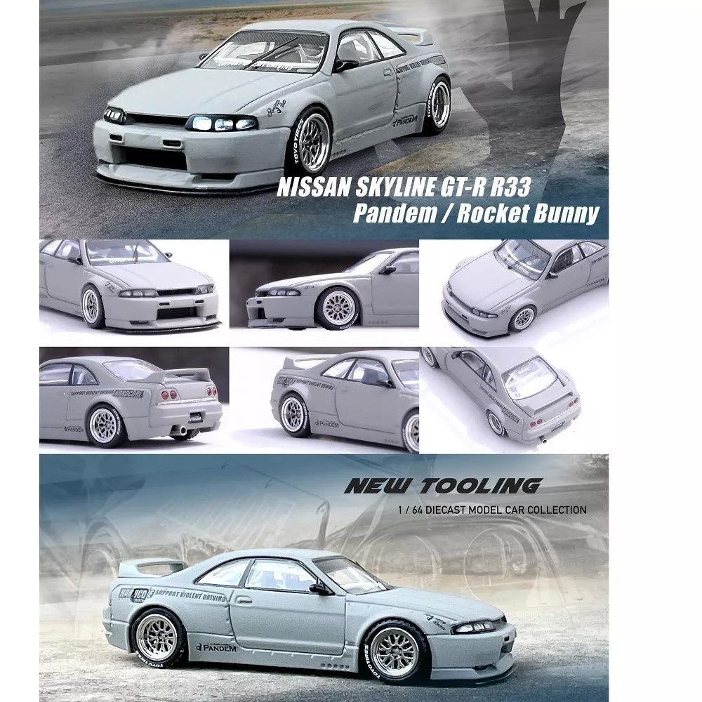 INNO64 1:64 Nissan Skyline GT-R [R33] "PANDEM/ROCKET BUNNY" Cement Grey ...