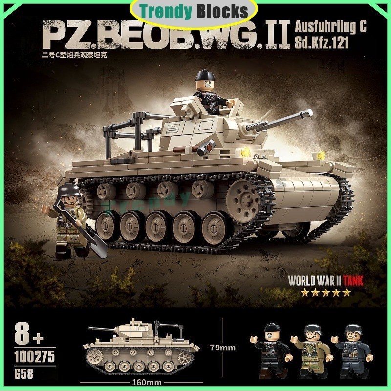 ชุดทหาร 100275 Panzer II Building Blocks ประกอบของเล่นเพื่อการศึกษาเด็ก ...