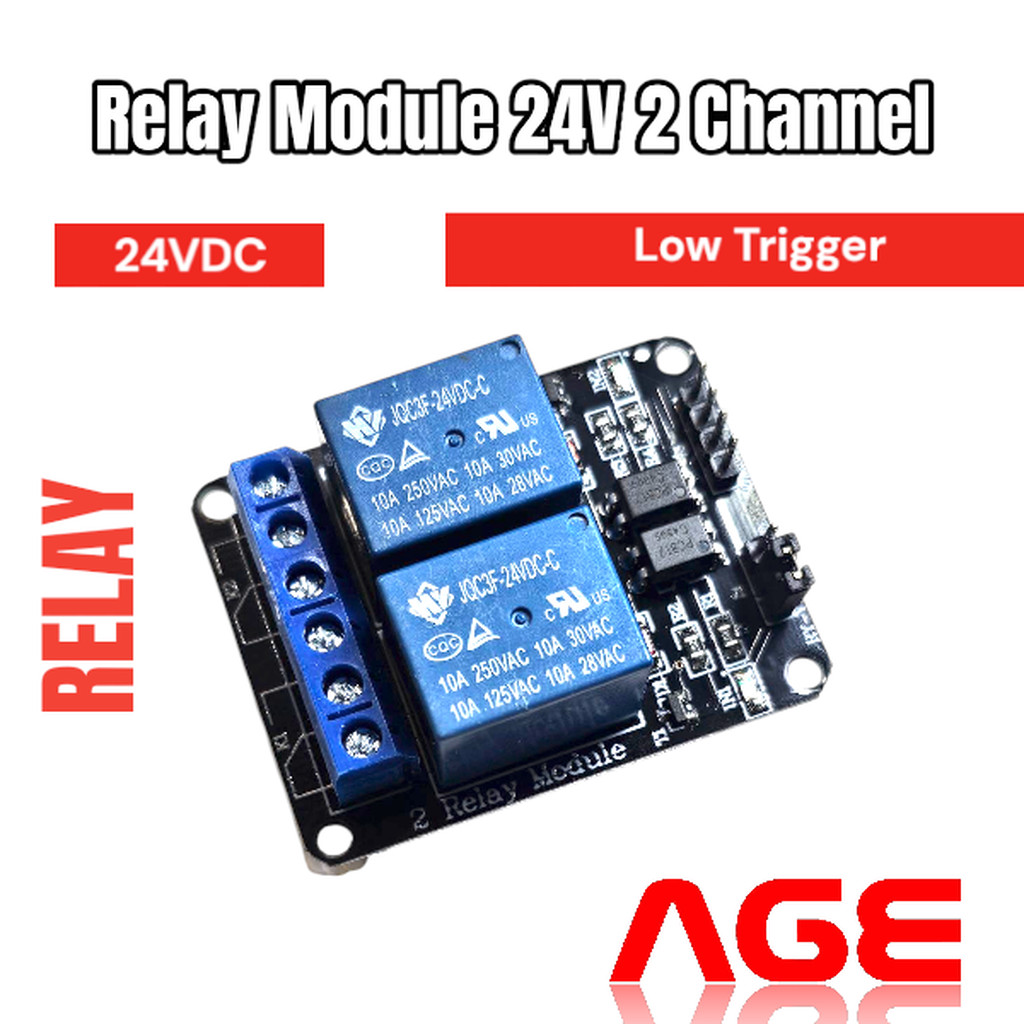 Relay Module 24V 2 Channel LOW Level Trigger 250V/10A | Shopee Thailand