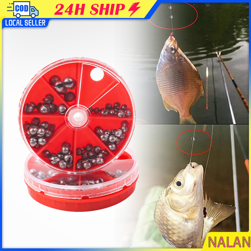 ร้านอยู่กทม.120g 60g ตะกั่วกลมตกปลา ตกปลาทะเล มีกล่องเก็บสะดวก 7ขนาดต่อกล่อง | Shopee Thailand