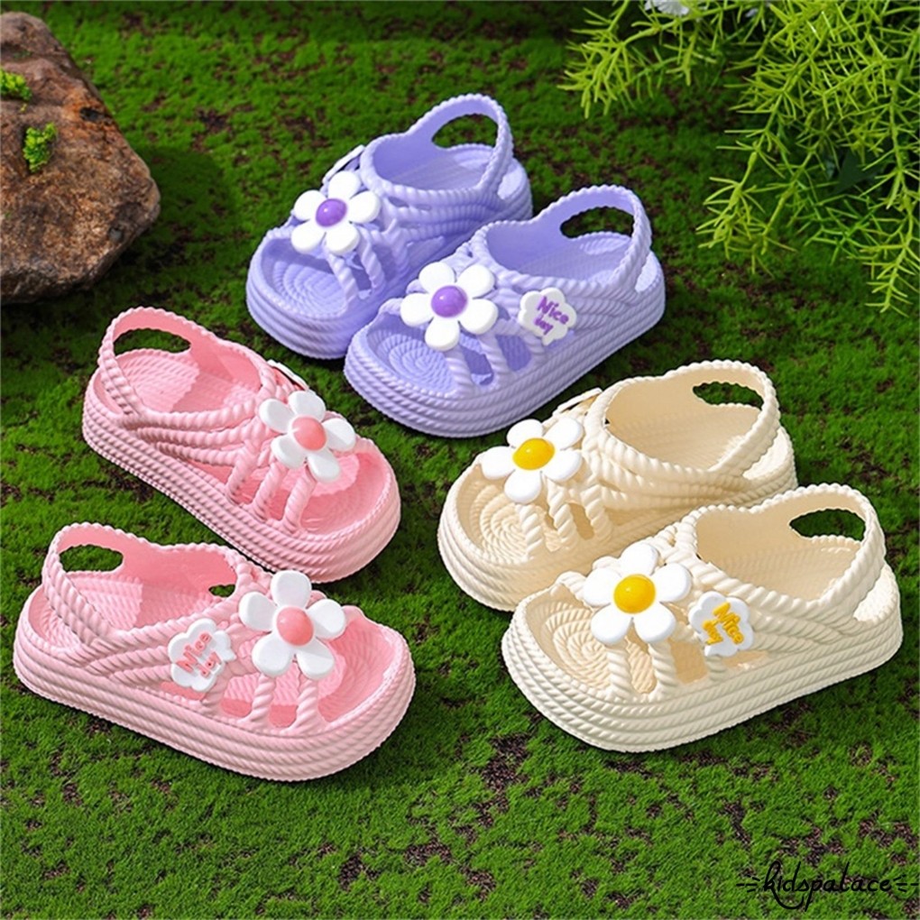 Bbq-รองเท้าแตะ EVA ฤดูร้อนสาวน้อยรองเท้าดอกไม้พื้นนุ่มกันลื่นสําหรับงานปาร์ตี้โรงเรียนกลางแจ้ง ...