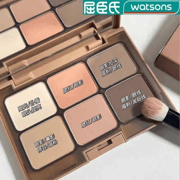 พาเลทอายแชโดว์หกสีของ Watson, Blush Highlighter Contour, Waterproof ...