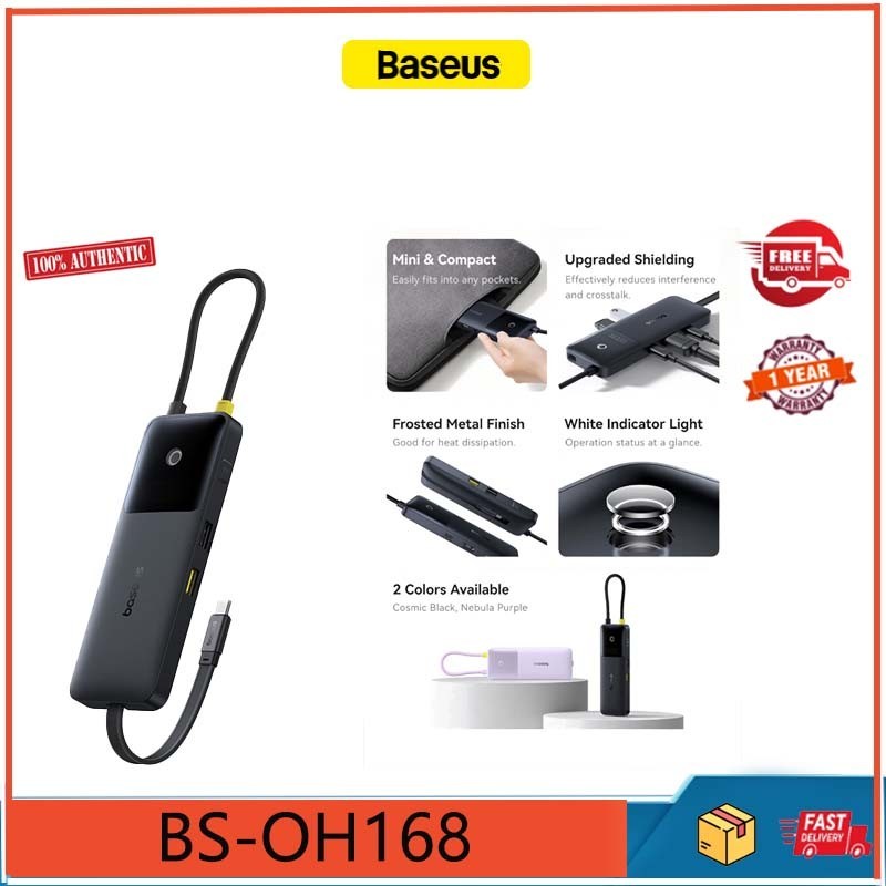 Baseus BS-OH168 Hub Dock Nomos Multi in One Type-C Dock USB3.2 อะแดปเต ... Baseus BS-OH168 Hub Dock Nomos Multi in One Type-C Dock USB3.2 อะแดปเต ...
