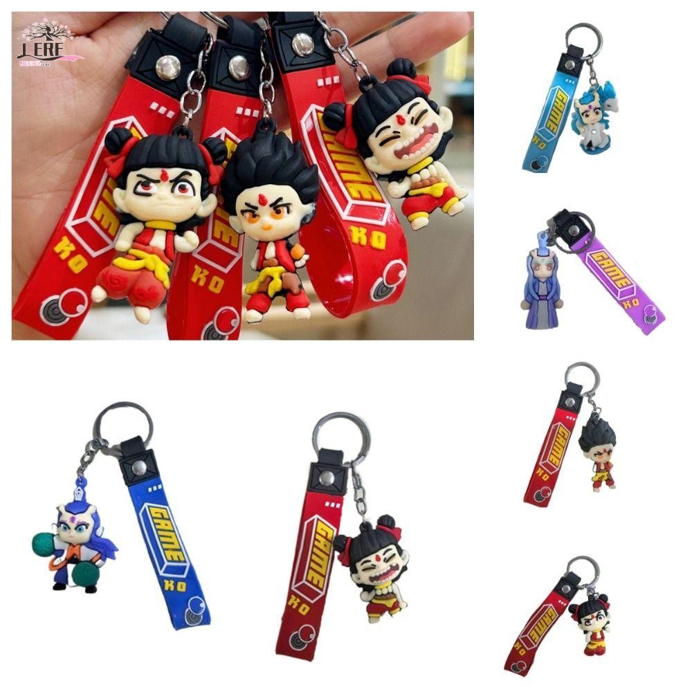 Jeremy1 พวงกุญแจตุ๊กตา Ne Zha, ซิลิโคน Aobing Expression NeZha ตุ๊กตา ...