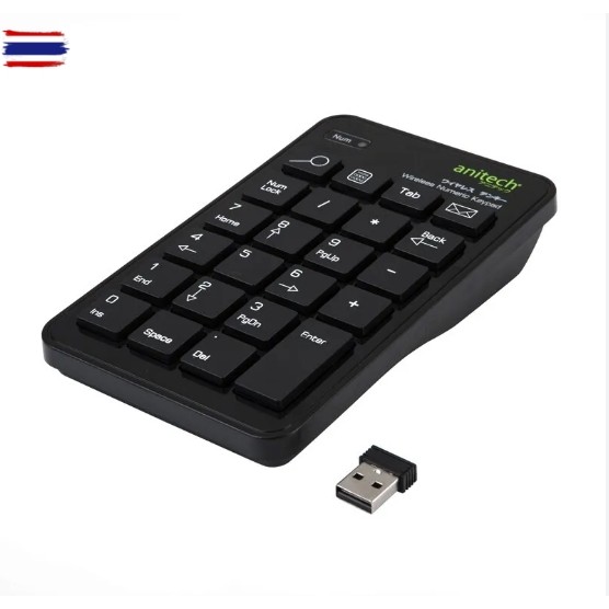 N184 WIRELESS KEYPAD แป้นพิมพ์ตัวเลขไร้สาย ANITECH 2.4 GHz 18 Keys แตเตอรี่ที่ยาวนาน ถึง 6 เดือน ...