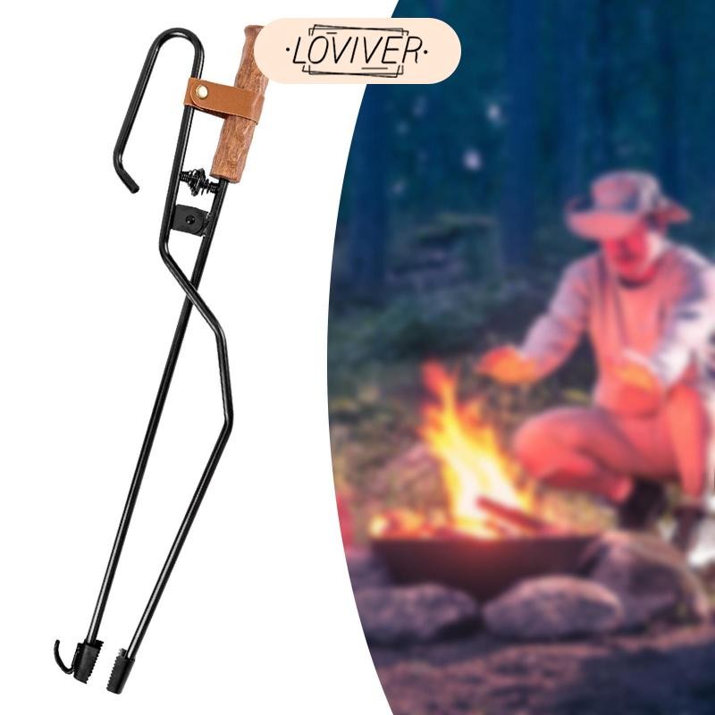 LOVIVER แหนบเตาผิง Outdoor Log Grabber Fire Tongs Place Camping Cooking ...