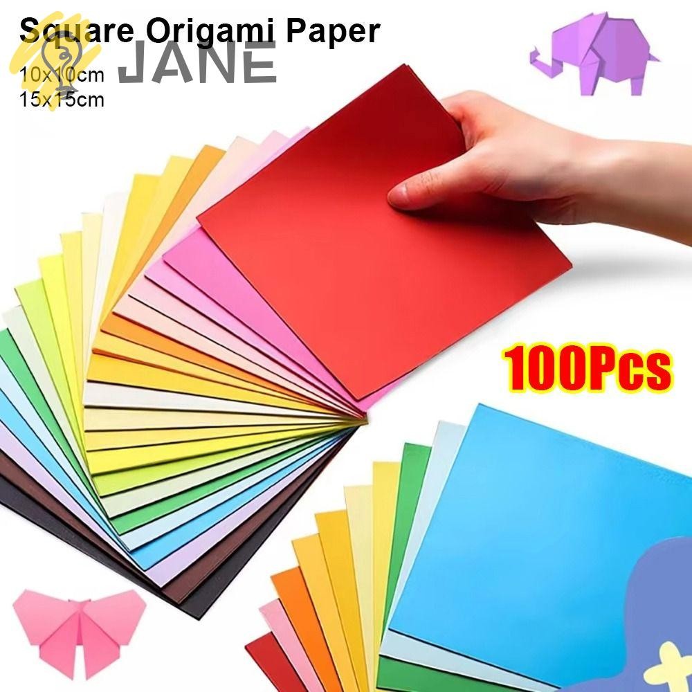 Jane 100 ชิ้นสแควร์ Origami กระดาษ, สีทึบสองด้านพับกระดาษ,ทนทาน 20 สี ...