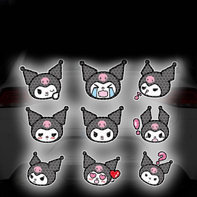 【GONG 】 Hello Kitty Kuromi สะท้อนแสงประตูรถสติกเกอร์ตกแต่งรถจักรยานยนต์ ...