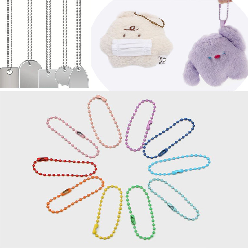 100pcs/Colorful Bead Chain Keychain Chain DIY Accessories Round Bead ...