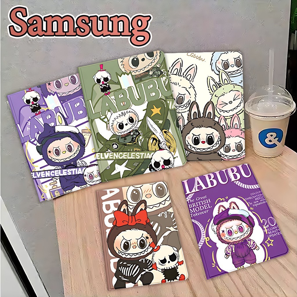 Labubu 360° เคสฝาพับ Samsung Galaxy Tab S7 S8 S9 S7FE S9FE S6 A8 A9 A9 ...