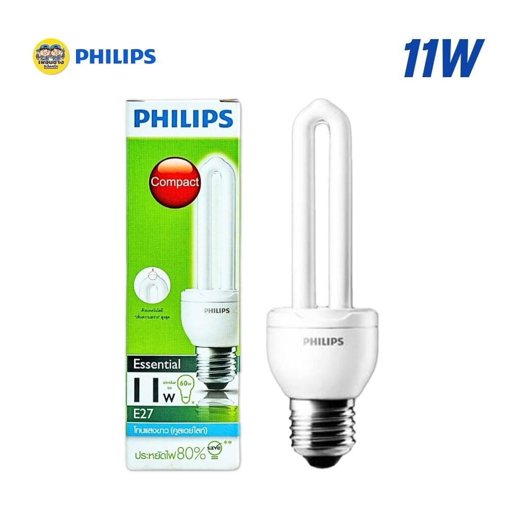 PHILIPS หลอดตะเกียบ ประหยัดไฟ ทอร์นาโด หลอดไฟ E27 ขั้วเกลียว 11w 14w ...