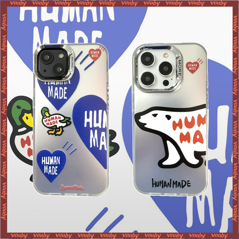 มนุษย์ทําหมีขั้วโลกเป็ดสีชุบกรอบโลหะเคสโทรศัพท์เหมาะสําหรับiphone16 16ProMax 16Pro 16Plus 15 15P ...