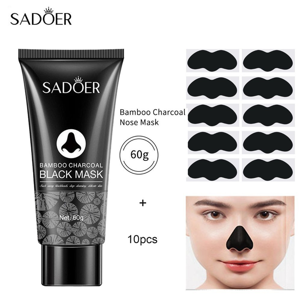 Blackhead remover Mask Set 60g blackhead Mask + 10pcs Nose Strips Face ...