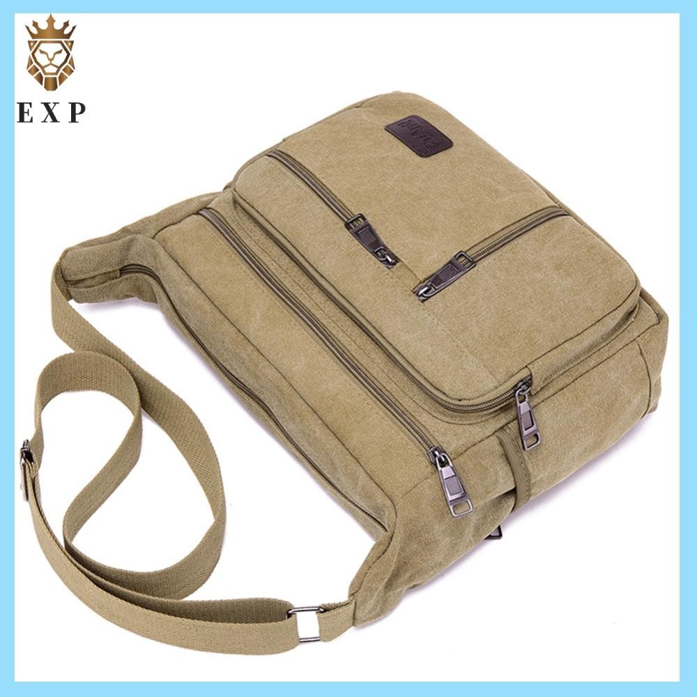 [explosion1.th] Men Casual Messenger Bag Canvas Lightweight Satchel Bag Work School Bag for Male ...