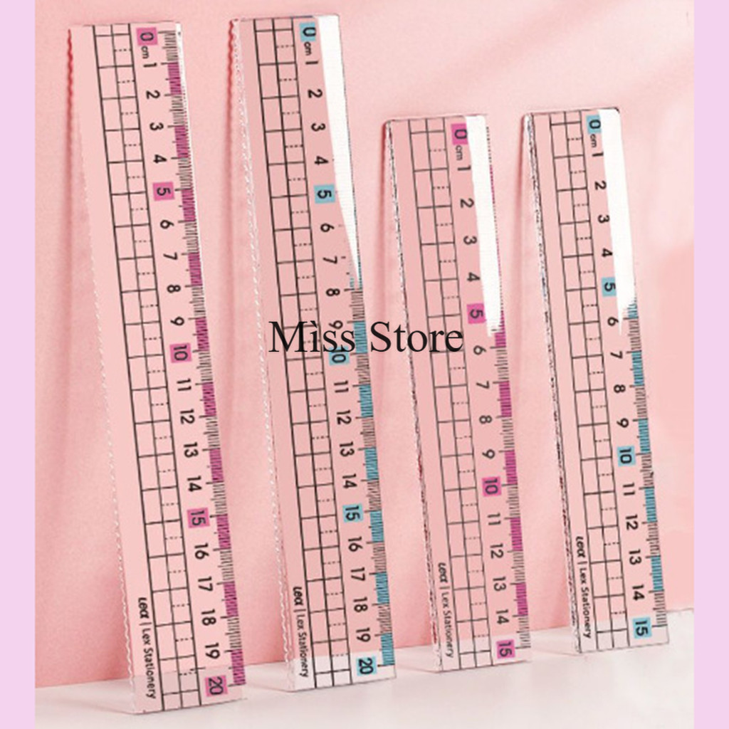 ไม้บรรทัดอะคริลิคใส มีแถบสีช่วยป้องกันสายตาสั้น มี 3 ขนาด 15/18/20CM อุปกรณ์เครื่องเขียน พร้อม ...