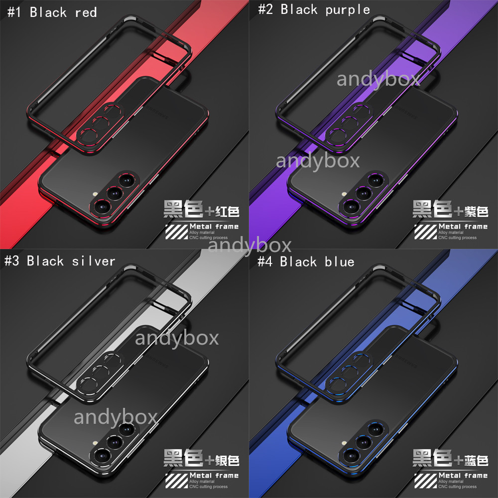 4/ของขวัญฟรี] สําหรับ Samsung S24 23 22 21 Ultra Metal Bumper Case ...