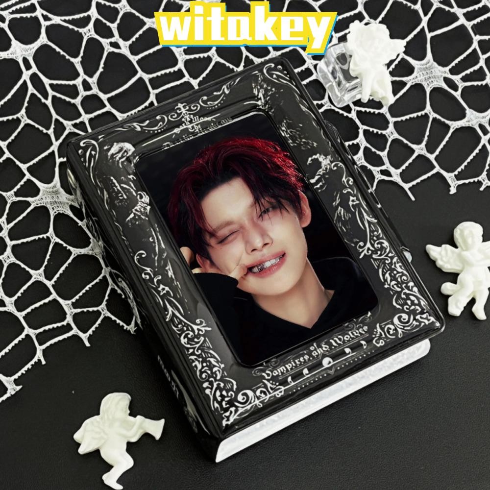 Witakey Photocard Binder, อัลบั้มการ์ด 3-3.5 นิ้วสีดํา, มินิพีวีซีสไตล์โกธิคสีเข้มพร้อมอัลบั้ม ...