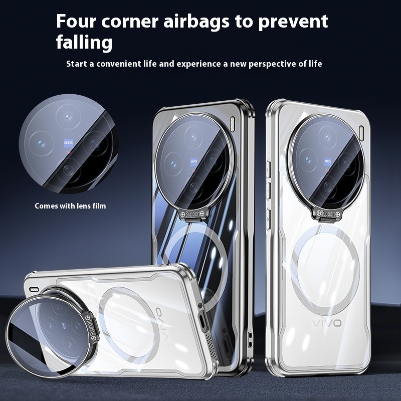 Electroplated Magnetic Invisible Bracket ป้องกันเลนส์เคสใสสําหรับ VIVO X200 Ultra X200 Pro Mini ...