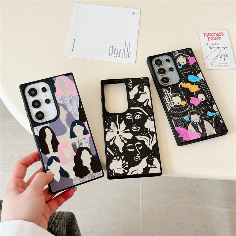 Samsung Galaxy S25 Ultra S24 S23 Plus Mirror Case Girl Stickers แกะสลัก ...