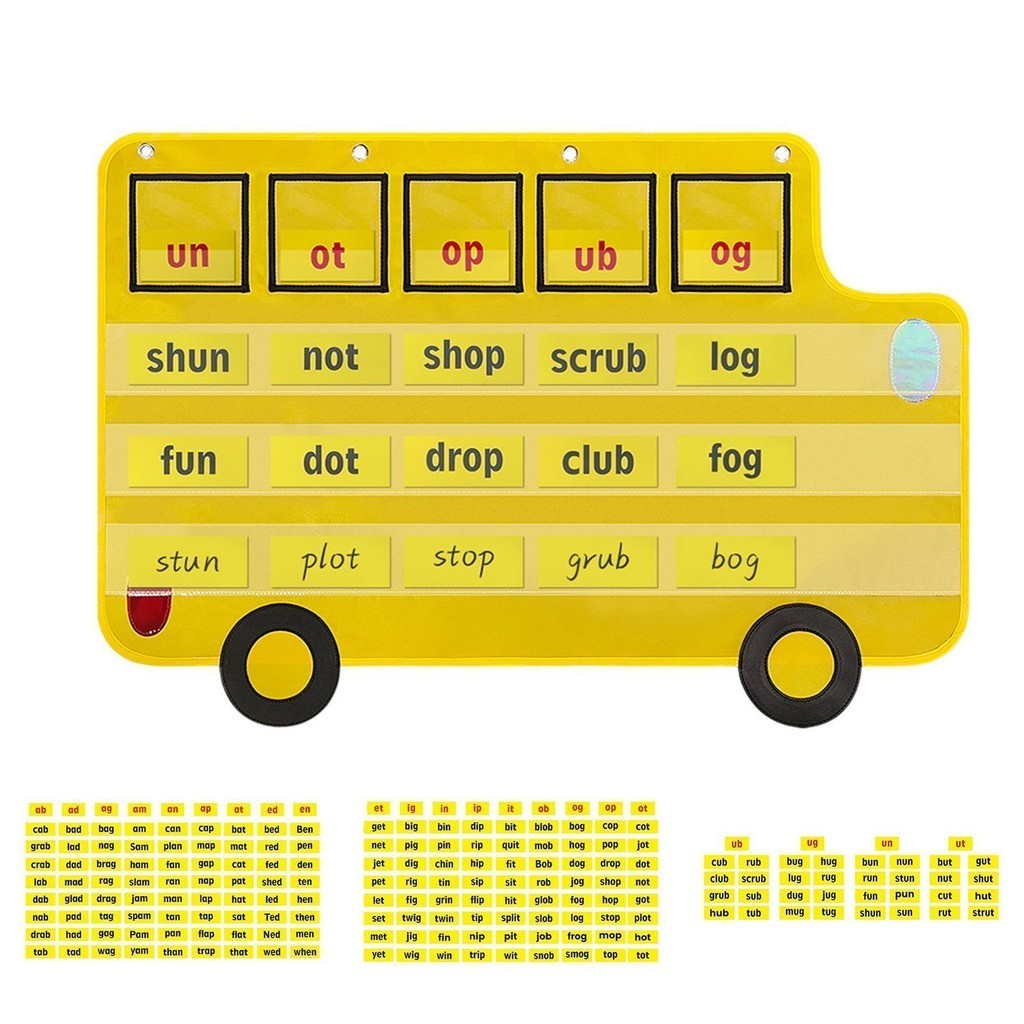 Word Building Pocket Chart Bus-Shaped Educational Pocket Chart Literacy ...