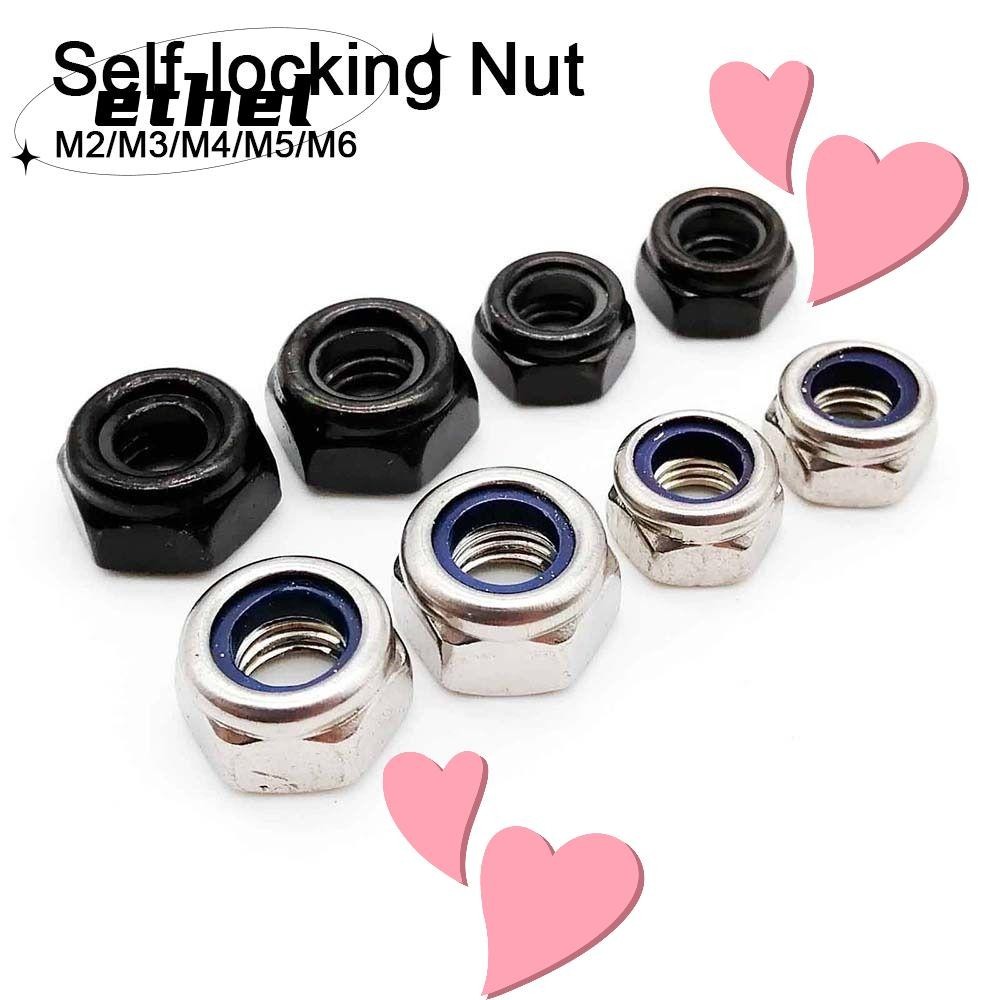 Ethel1 10pcs M2 M3 M4 M5 M6 304 สแตนเลสสีดํา Nylock Nut Locknut Hex ไนลอนใส่ Self Lock Nut ...