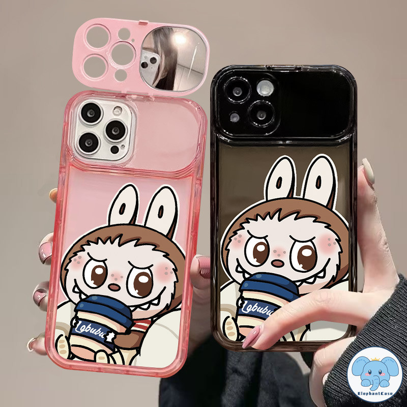 ปกพับกระจกแต่งหน้าป๊อปมาร์ท labubu milk tea น่ารัก IPhone 11 15 14 13 ...