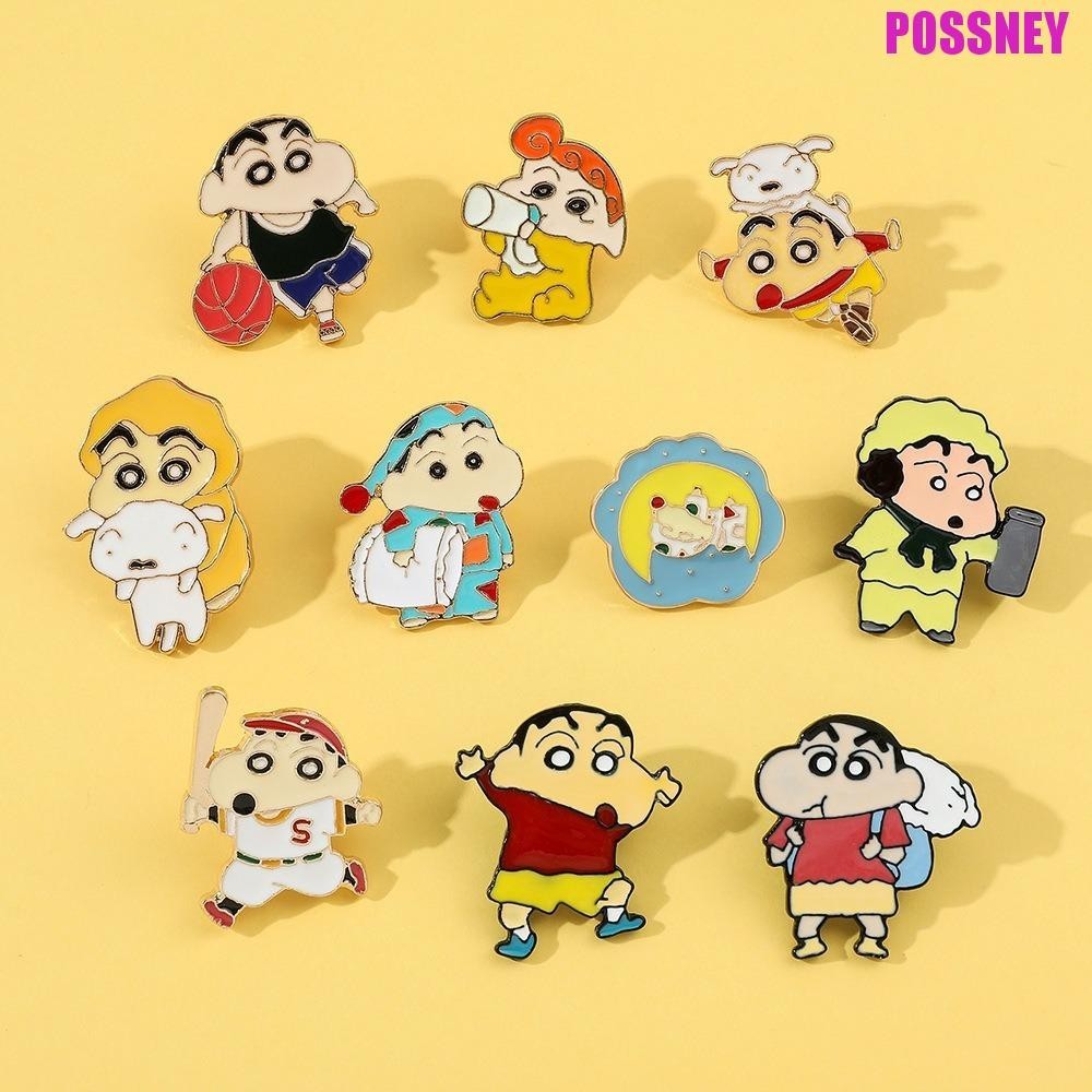 Possney Crayon Shin-Chan Lapel Pins, การ์ตูนน่ารักโลหะเคลือบ Badge ...