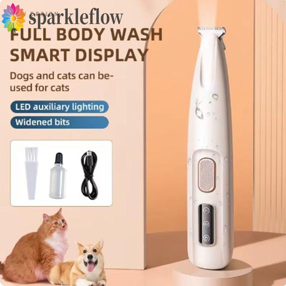 Sparkleflow ที่กันขนสุนัข, ไฟฟ้าพร้อม LED ปัตตาเลี่ยนกรูมมิ่งแมว, ไร้สายเสียงรบกวนต่ํา USB ชาร์จ ...