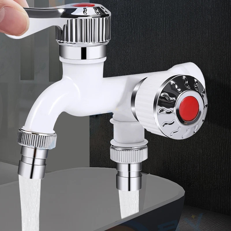 Double Outlet Faucet Dual Control Water Tap 1 In 2 Out Garden ระเบียง ...
