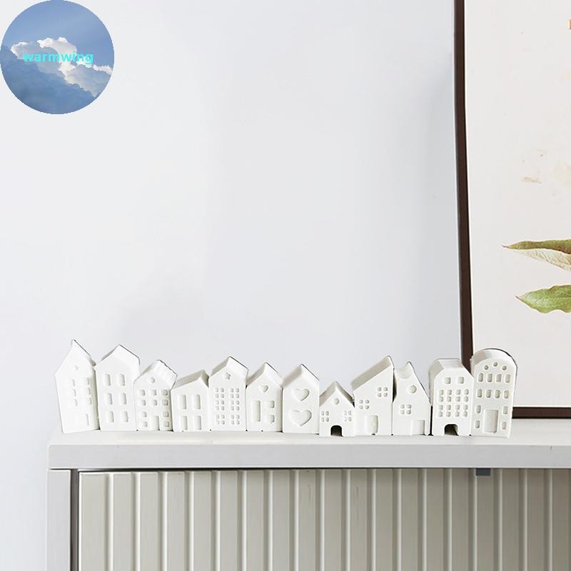 Warmwing 3D สไตล์นอร์ดิกบ้านขนาดเล็กแม่พิมพ์ซิลิโคน 10 หลุมเทียนบ้านแม่พิมพ์ Mini Houses ...