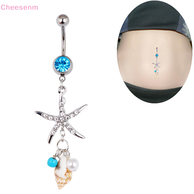 Cheesenm แฟชั ่ นเหล ็ กผ ่ าตัดคริสตัลปลาดาว Conch Body Navel Belly ...