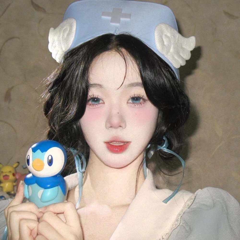 Mine System y2k หมวกพยาบาลระบบสี Aqua วัฒนธรรมเอเชีย Sweet Lolita หมวกปีกน่ารัก cos ระบบการแพทย์ ...