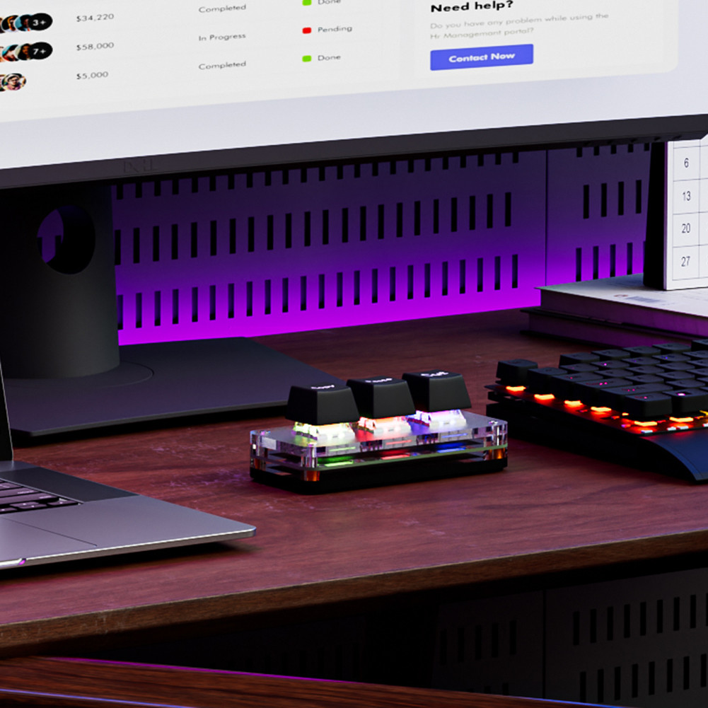 Rgb Mini Cut Copy Paste Keyboard Hotswap 3-Key Gaming Mechanical ...