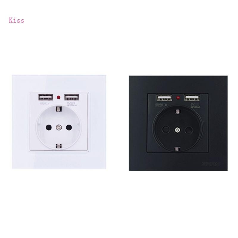 Kiss Wall Power Outlet EU Standard Surge Protector พร้อมพอร์ต USB 2 ...