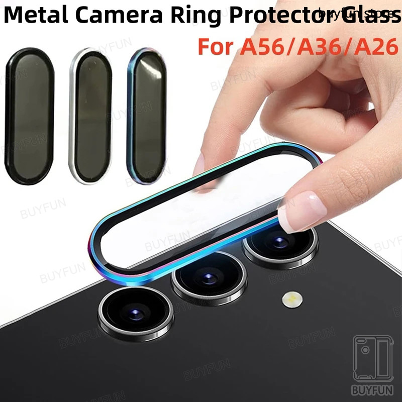 Matel Back Camera Protector Ring For Samsung Galaxy A36 A26 A56 5G 9D Glass Rear Lens Cap Lenses ...