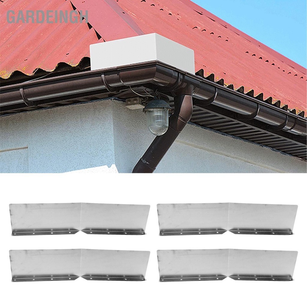GardeingH 4 ชิ้น Gutter Valley Splash Guards อลูมิเนียมรางน้ำฝน Roofing ...