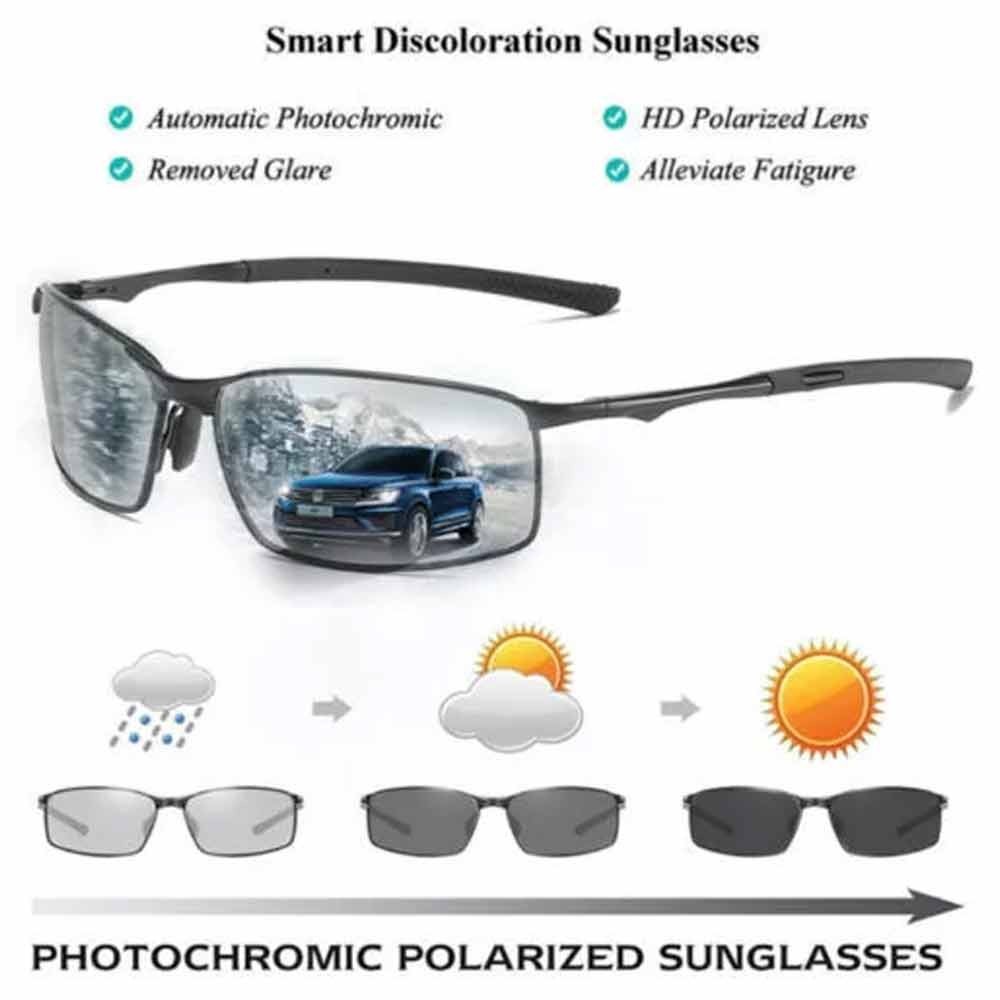 Aoron Mens Photochromic Polarized Sunglasses UV400 Pilot Sport Glasses ...